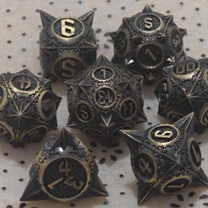 Metal Spikes D&DRPG Dice Set, Dungeon and Dragon, Polyhedral Metal Dice ...