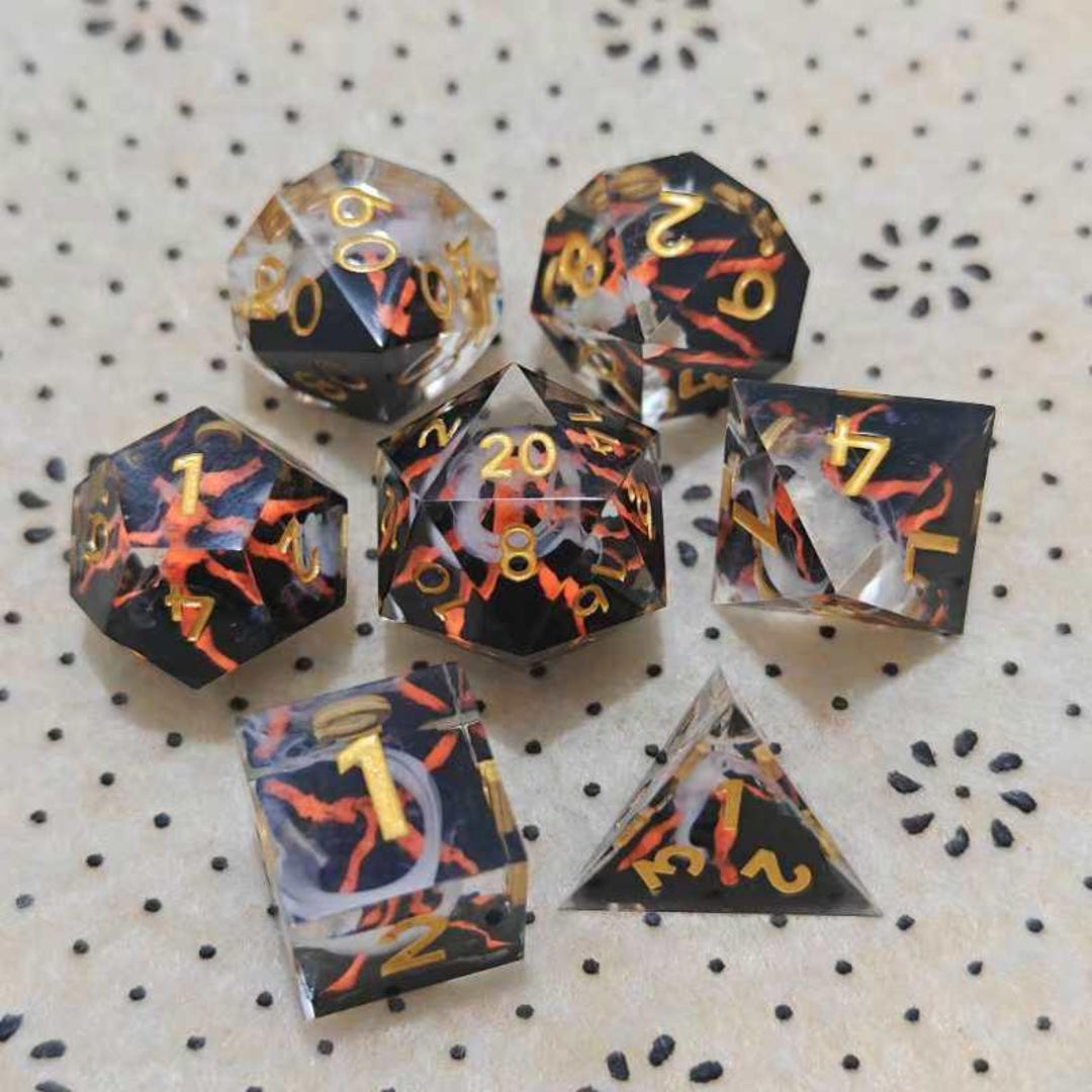 Volcano DND D6, D20 Dice, Red Sharp Edge D&D Dice Set, Dungeons and ...