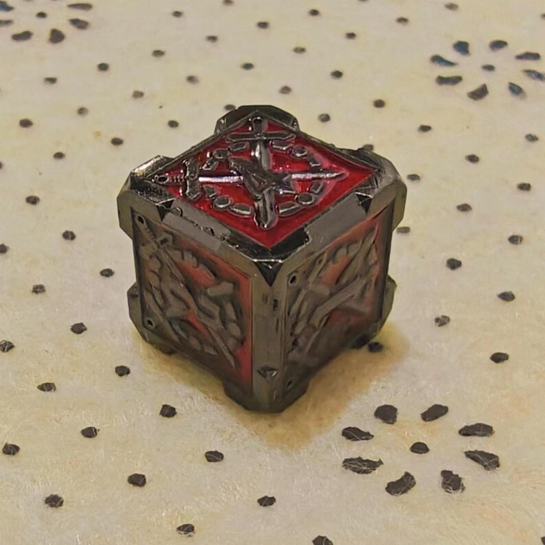 Black Red Metal, Polyhedral Dice Set, Dungeons Dragons Dnd Pathfinder ...