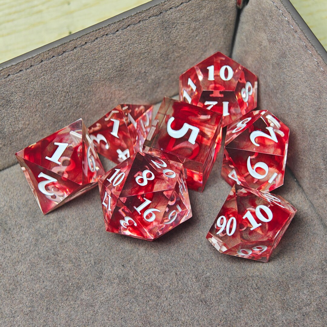 D&D, Red Dice Set for Dnd, Handmade, Custom, Dungeons and Dragons ...