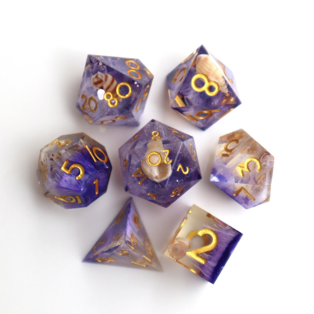 Rpg MTG Table Games, 7-die DND Dice Set, Handmade Resin Dice With Conch ...