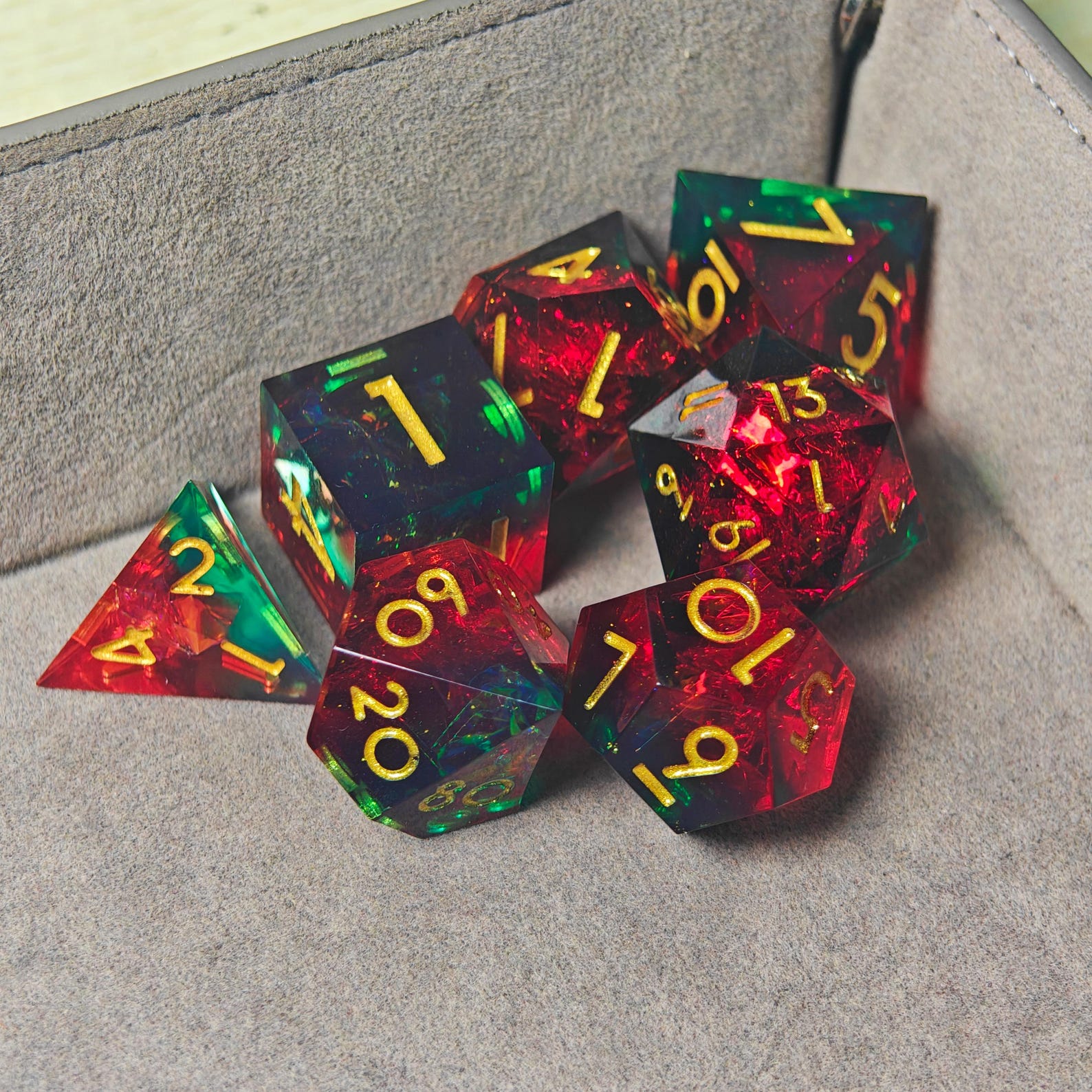 RPG Dice, Red and Green Dice Set for Dnd, D&D, Dungeons and Dragons ...