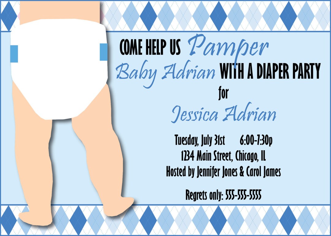 Custom Diaper Shower Invitation - Etsy