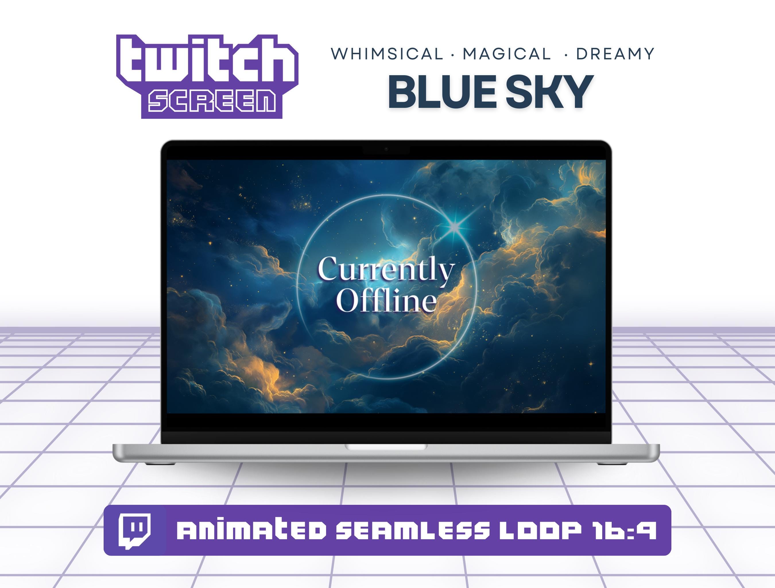 Blue Twitch Stream Screens Overlays Package Animated Vtuber Backgrounds ...
