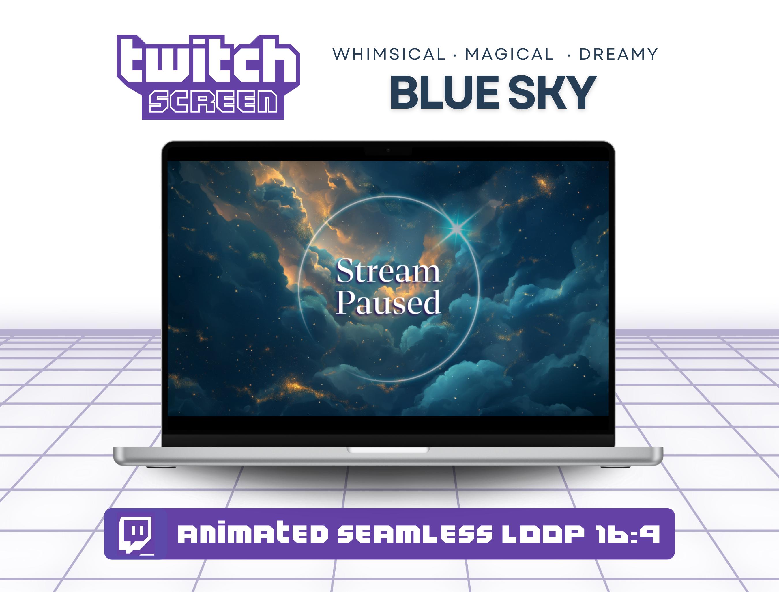 Blue Twitch Stream Screens Overlays Package Animated Vtuber Backgrounds ...