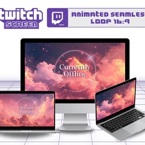 Pink Twitch Stream Screens Overlays Package Animated Vtuber Backgrounds ...