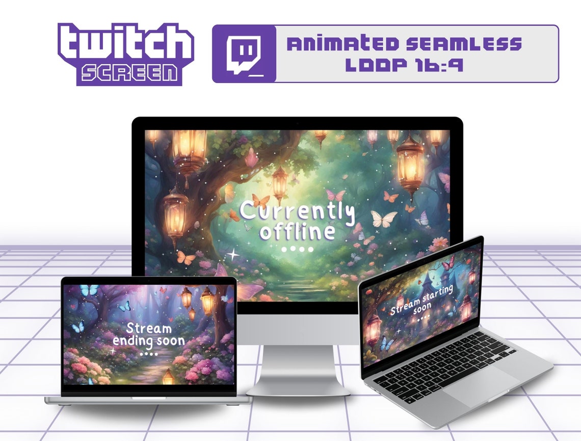 Twitch Stream Screens Overlays Package Twitch Animated Vtuber ...