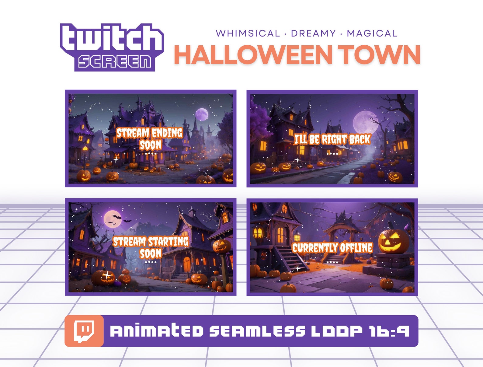Halloween Twitch Stream Screens Overlays Package Twitch Animated Vtuber ...