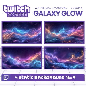 Purple Twitch Stream Screens Overlays Galaxy Neon Animated Vtuber ...