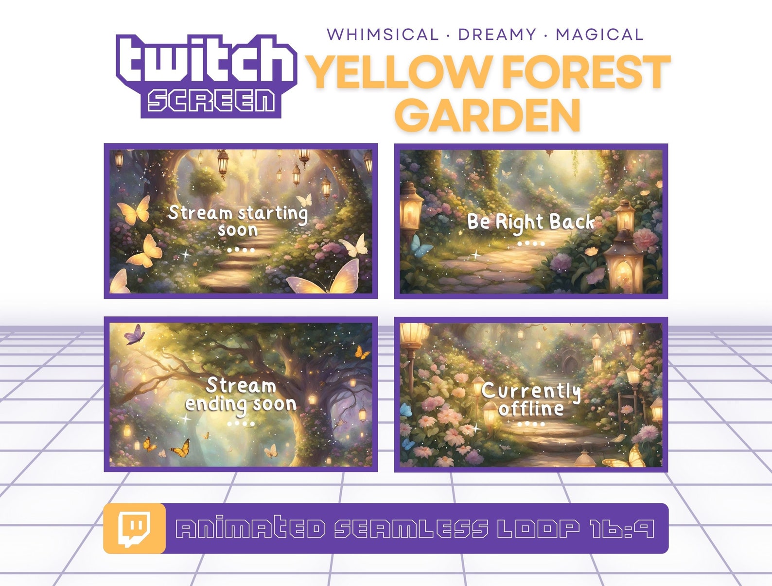 Twitch Stream Screens Overlays Package Twitch Animated Vtuber ...