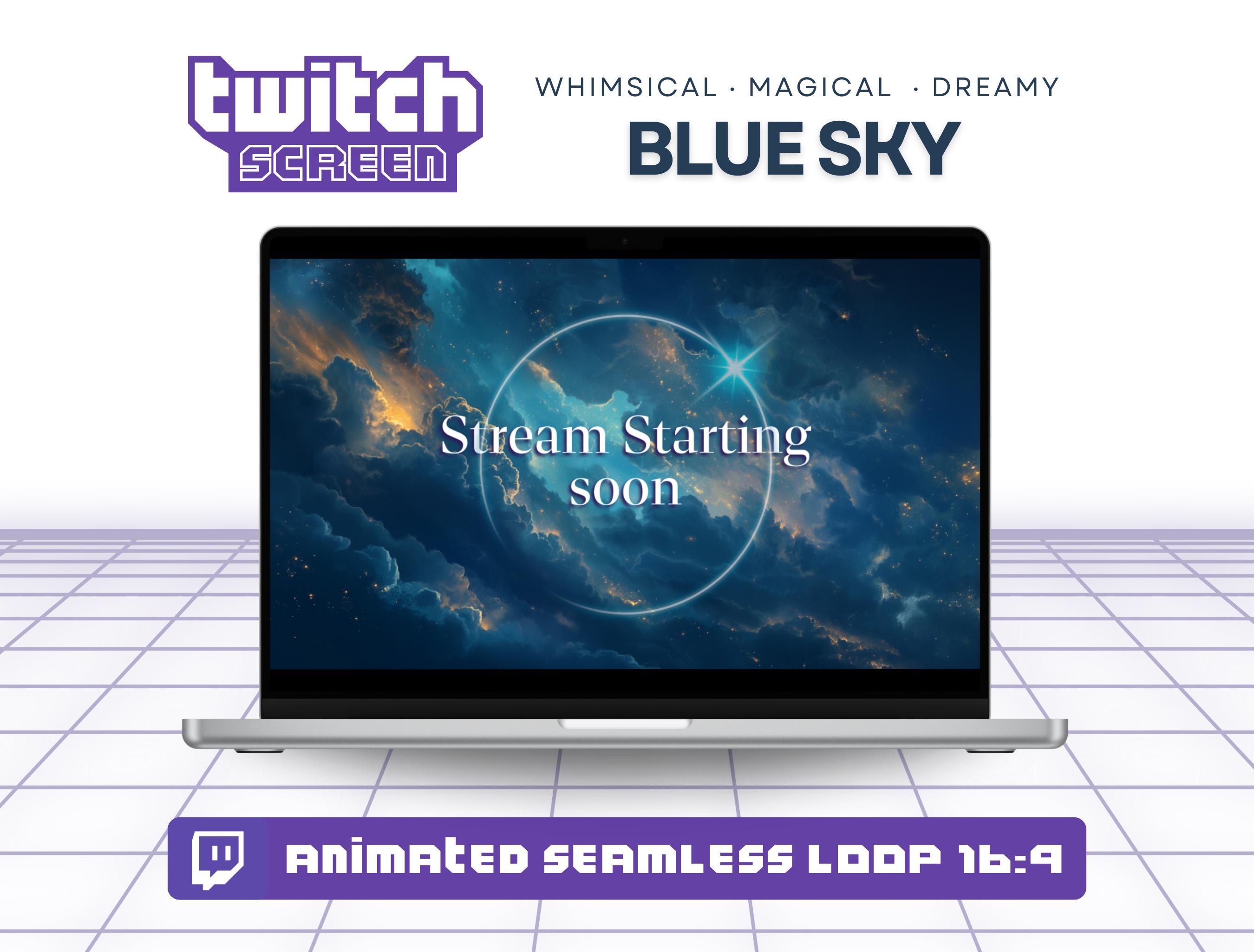 Blue Twitch Stream Screens Overlays Package Animated Vtuber Backgrounds ...