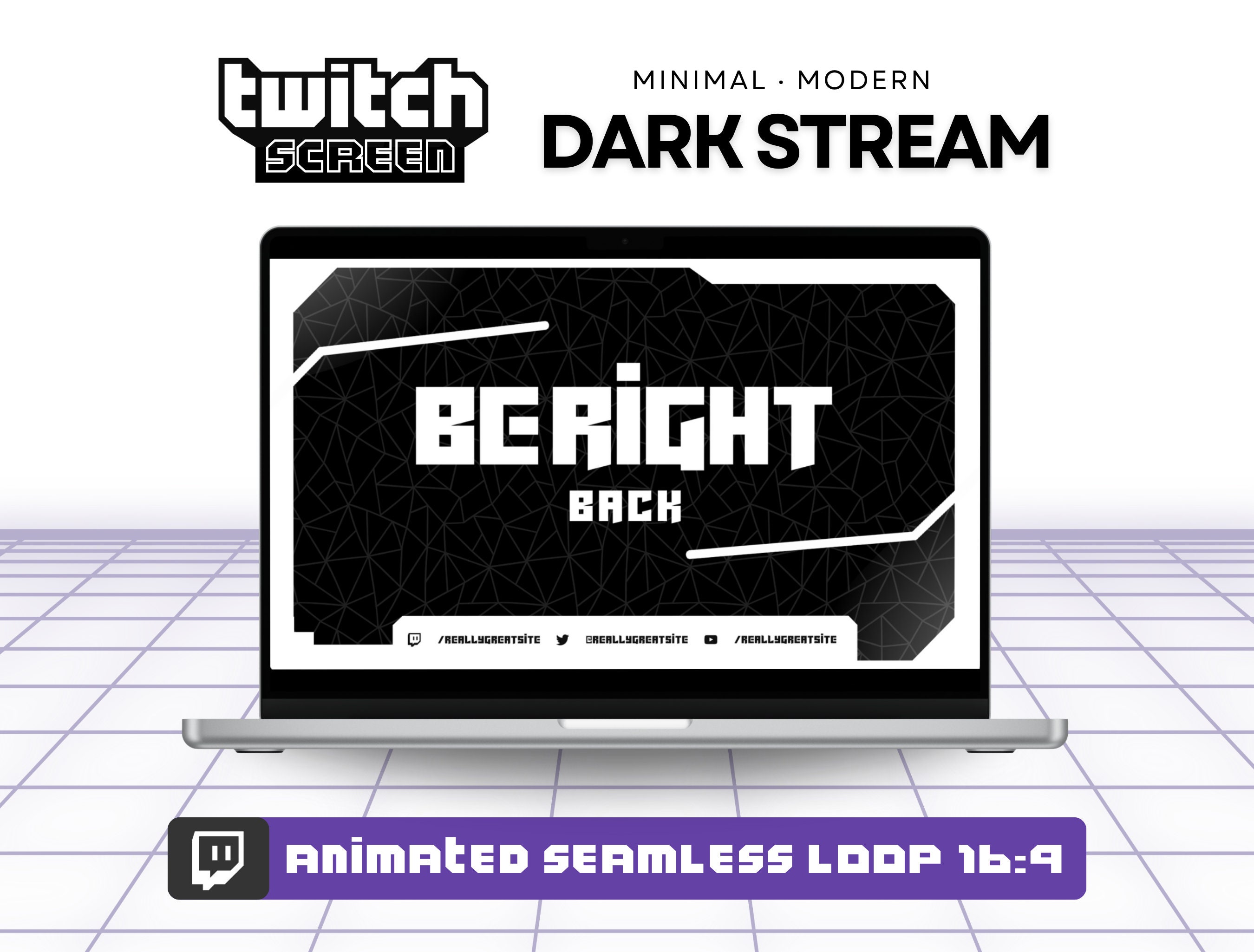 Dark Twitch Stream Screens Overlays Package Animated Vtuber Backgrounds ...