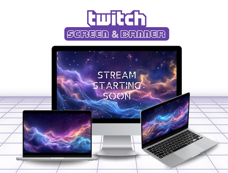 Purple Galaxy Twitch Stream Overlay Set, Animated Screens (digital ...