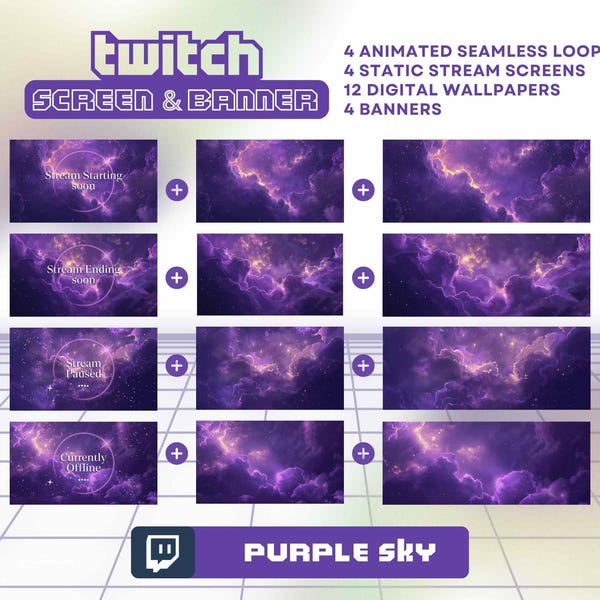 Purple Twitch Stream Screens Overlays Halloween Animated Vtuber Backgrounds Cozy Twitch Overlay ...