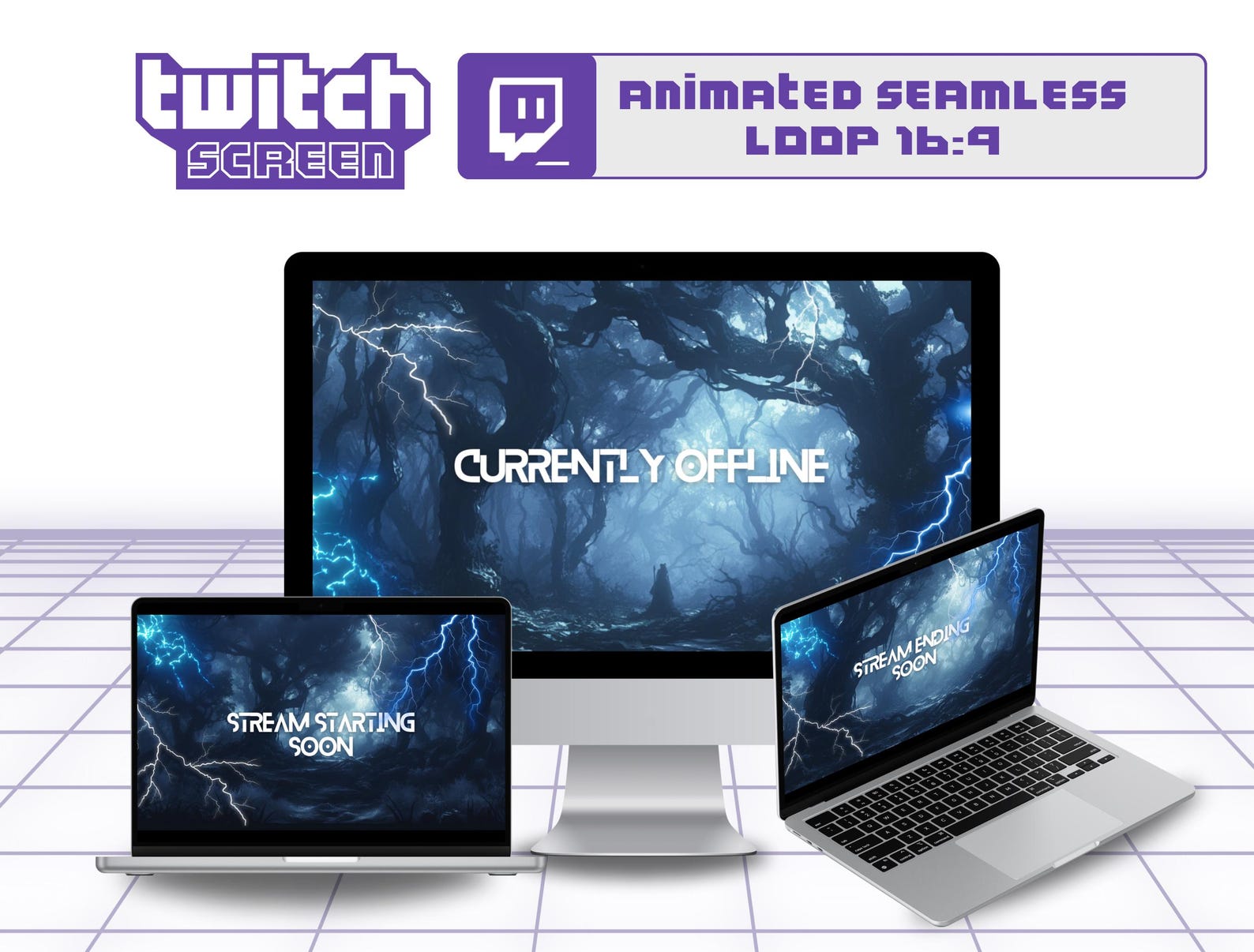 DARK Twitch Stream Screens Halloween Overlay Package Animated Vtuber ...