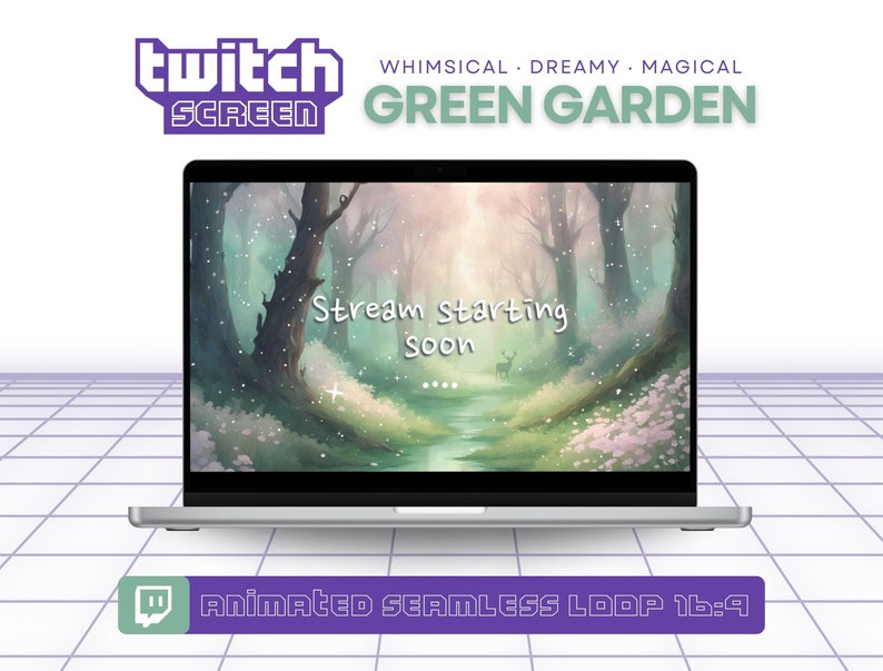 Cozy Twitch Overlay Animated Vtuber Background Cottagecore Twitch Overlay Green Twitch Banner ...
