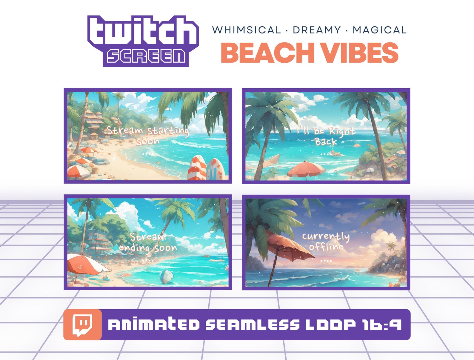 Twitch Stream Screens Overlays Package Twitch Animated Vtuber ...