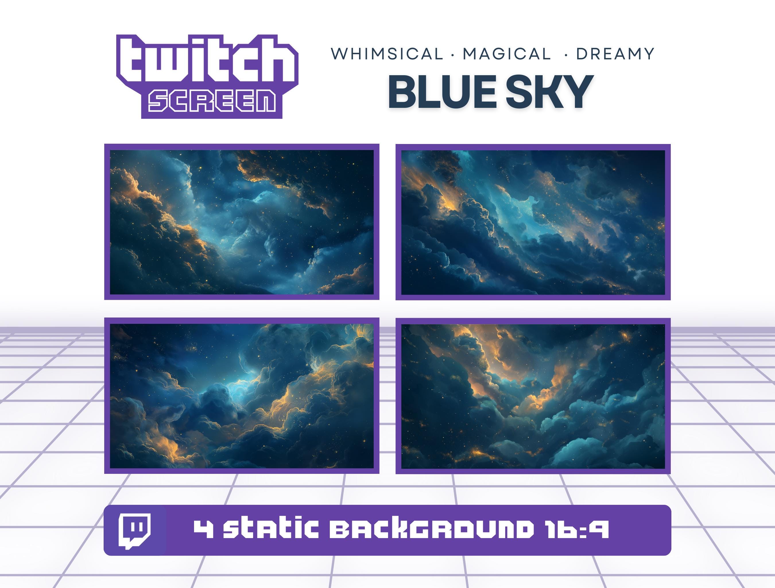 Blue Twitch Stream Screens Overlays Package Animated Vtuber Backgrounds ...