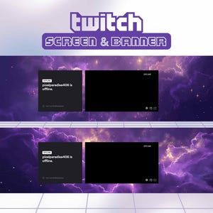 Purple Twitch Stream Screens Overlays Galaxy Neon Animated Vtuber ...