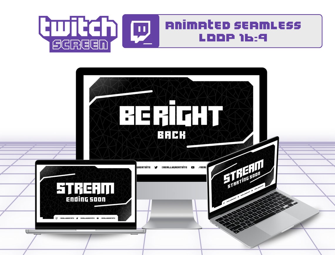 Dark Twitch Stream Screens Overlays Package Animated Vtuber Backgrounds ...