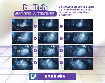 Purple Twitch Stream Screens Overlays Galaxy Neon Animated Vtuber Backgrounds Cozy Twitch ...
