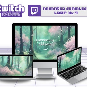 Cozy Twitch Overlay Animated Vtuber Background Cottagecore Twitch Overlay Green Twitch Banner ...