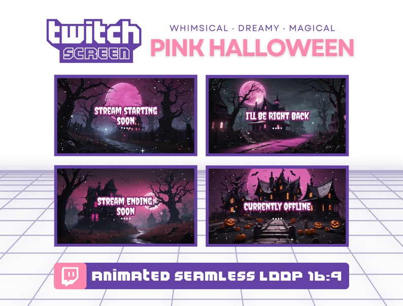 Halloween Twitch Stream Screens Overlays Package Twitch Animated Vtuber ...