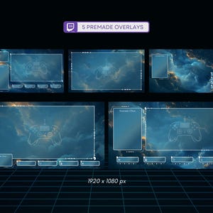 Blue Twitch Stream Screens Overlays Package Twitch Animated Vtuber ...