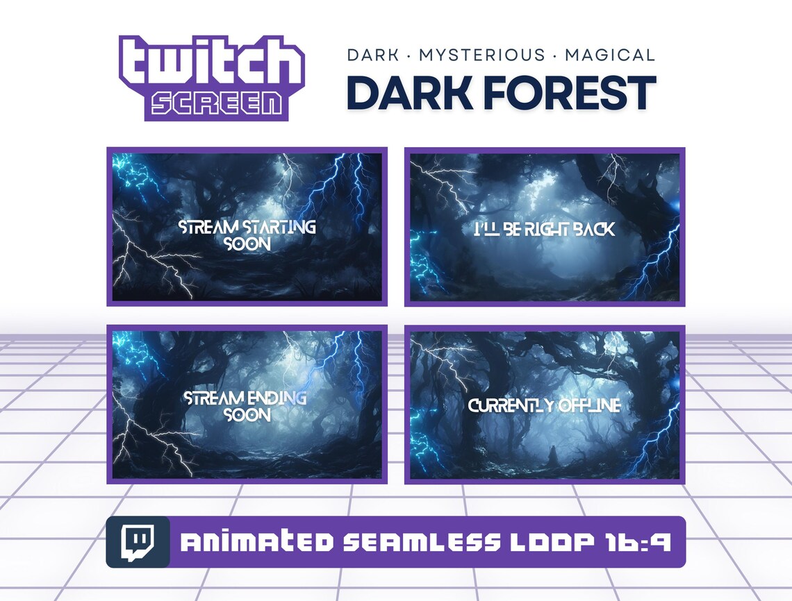 DARK Twitch Stream Screens Halloween Overlay Package Animated Vtuber ...
