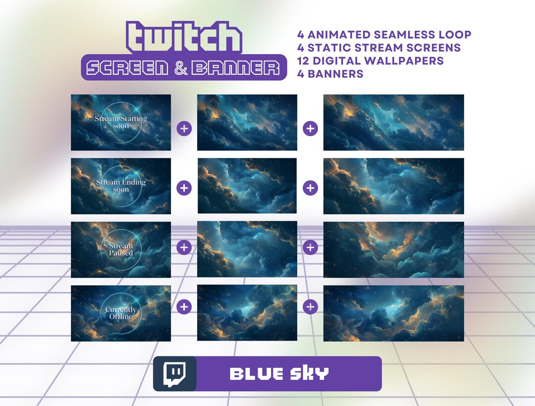 Blue Twitch Stream Screens Overlays Halloween Animated Vtuber ...