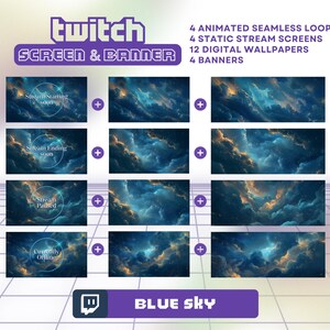 Blue Twitch Stream Screens Overlays Halloween Animated Vtuber ...