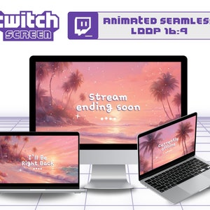 Twitch Stream Screens Overlays Package Twitch Animated Vtuber Background Animated Stream Screens ...