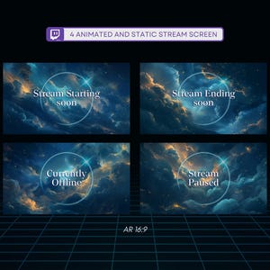 Blue Twitch Stream Screens Overlays Package Twitch Animated Vtuber ...
