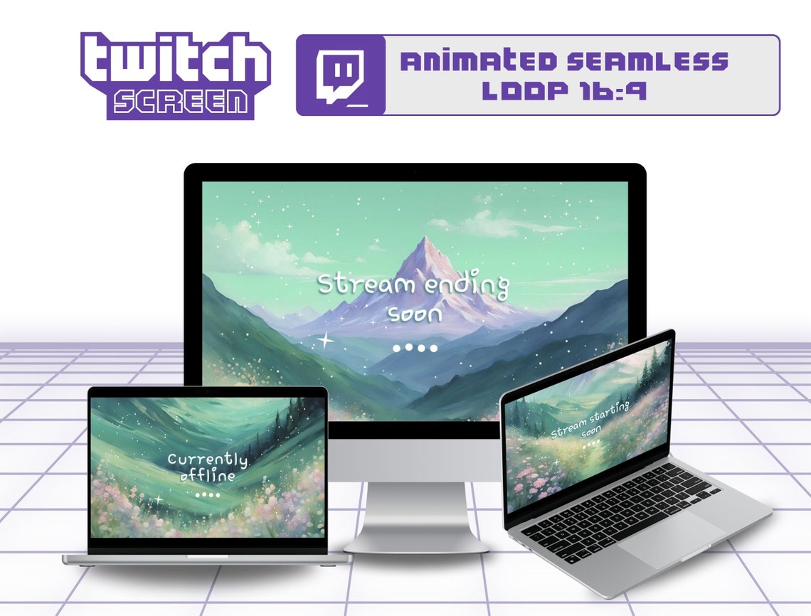 Twitch Stream Screens Overlays Package Twitch Animated Vtuber ...