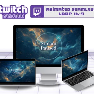 Blue Twitch Stream Screens Overlays Package Animated Vtuber Backgrounds ...