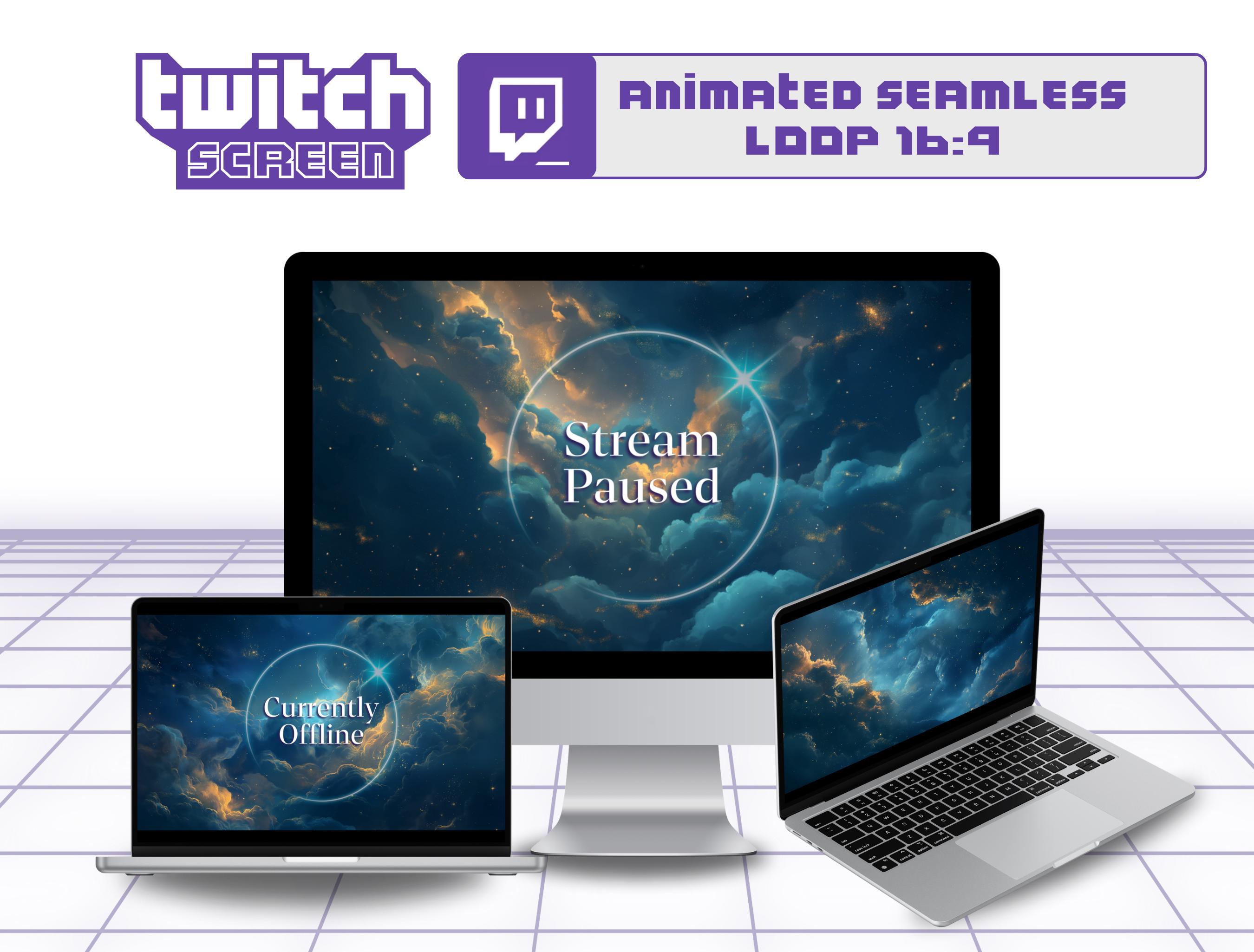 Blue Twitch Stream Screens Overlays Package Animated Vtuber Backgrounds ...