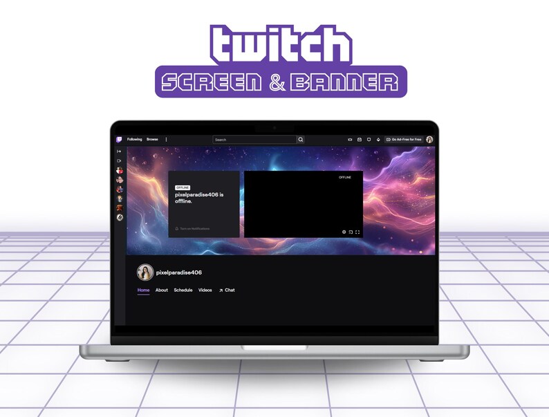 Purple Twitch Stream Screens Overlays Galaxy Neon Animated Vtuber ...