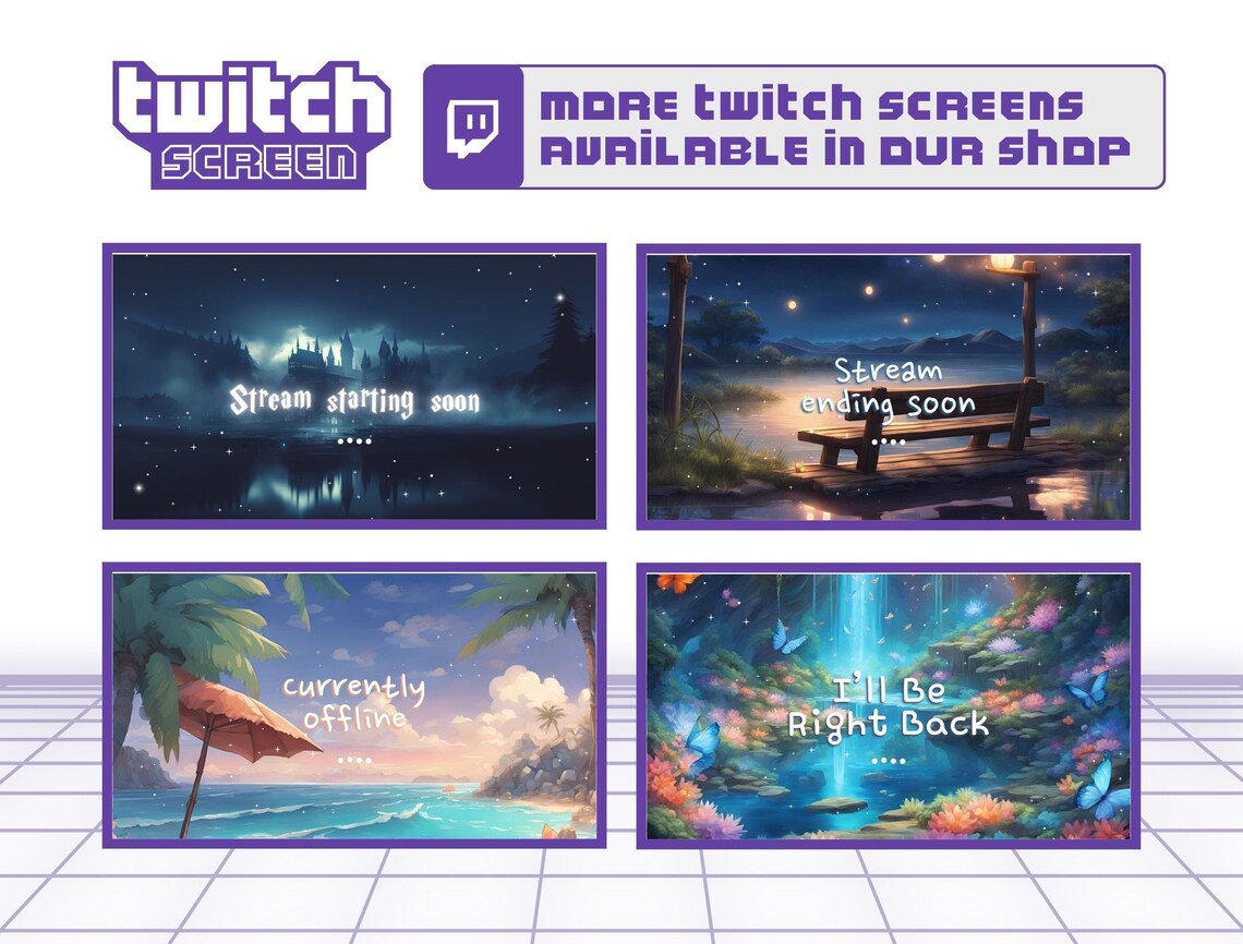 Dark Twitch Stream Screens Overlays Package Animated Vtuber Backgrounds ...