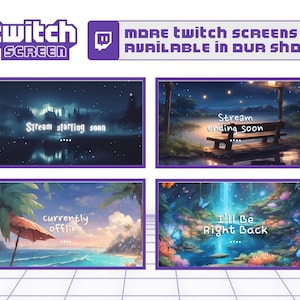 Blue Twitch Stream Screens Overlays Package Animated Vtuber Backgrounds ...