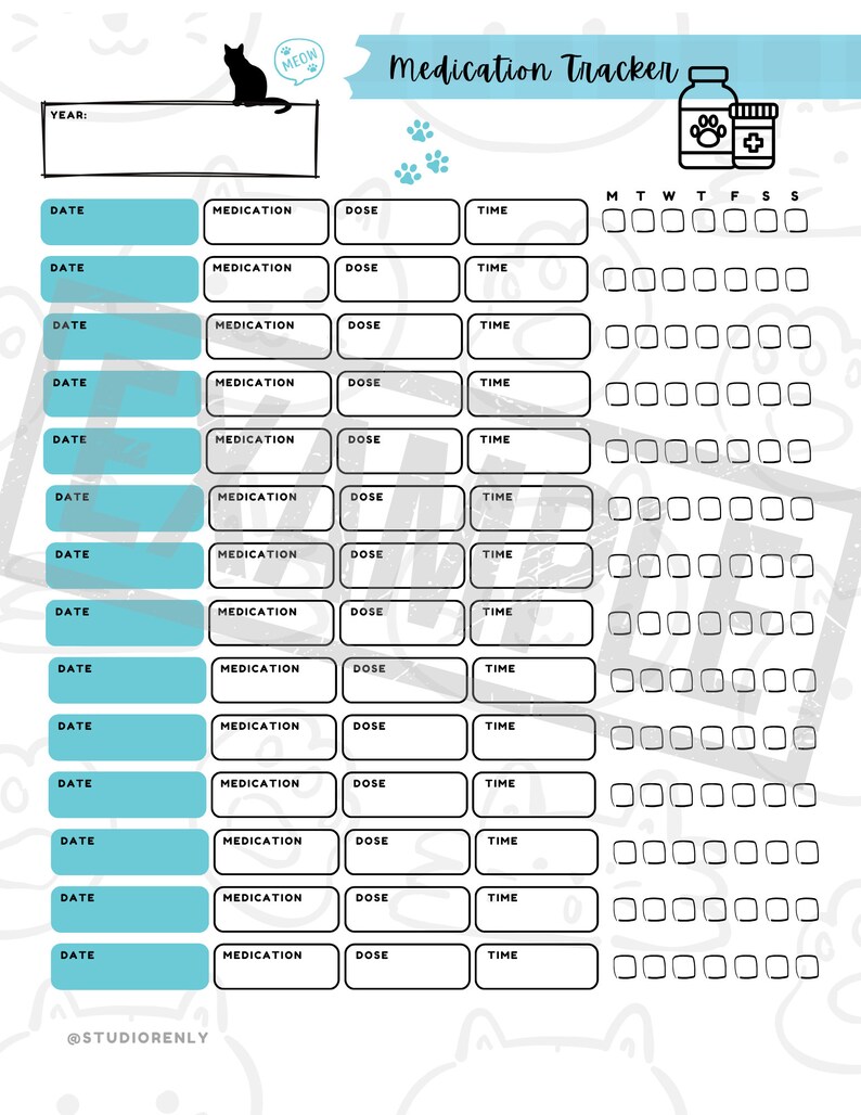 Cat Care Pet Tracker Planner Printable Downloadable Inserts 8 Pages - Etsy