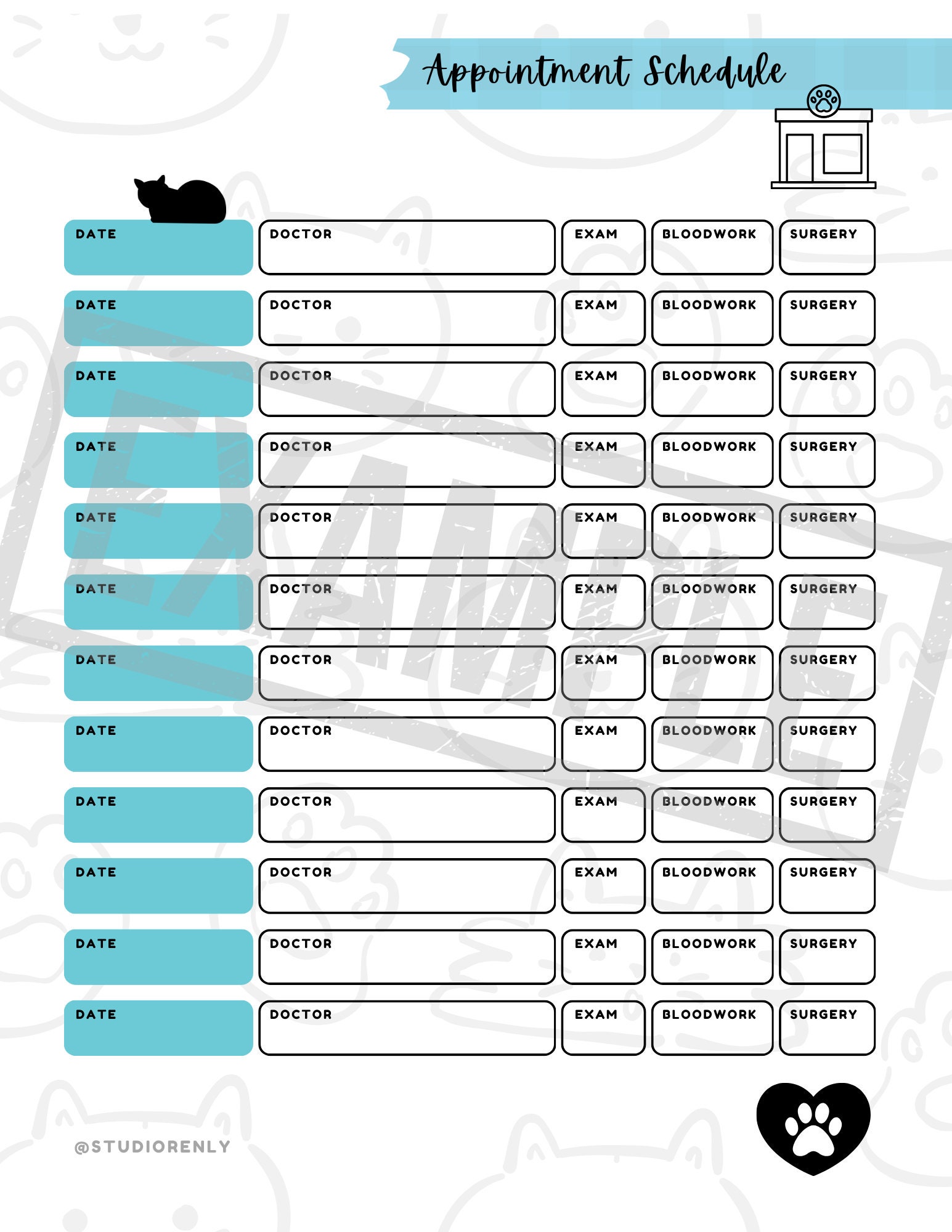 Cat Care Pet Tracker Planner Printable Downloadable Inserts 8 Pages - Etsy