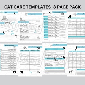 Cat Care Pet Tracker Planner Printable Downloadable Inserts 8 Pages - Etsy