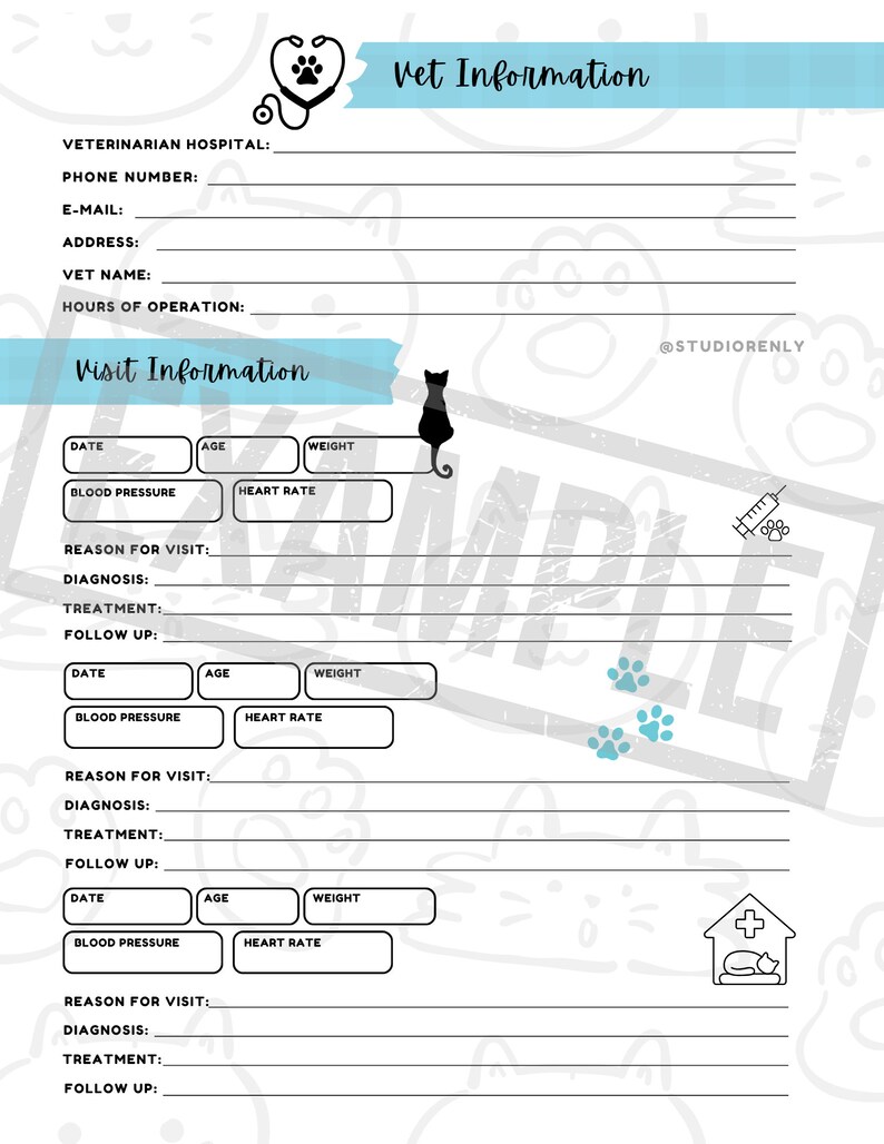 Cat Care Pet Tracker Planner Printable Downloadable Inserts 8 Pages - Etsy