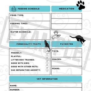 Cat Care Pet Tracker Planner Printable Downloadable Inserts 8 Pages - Etsy