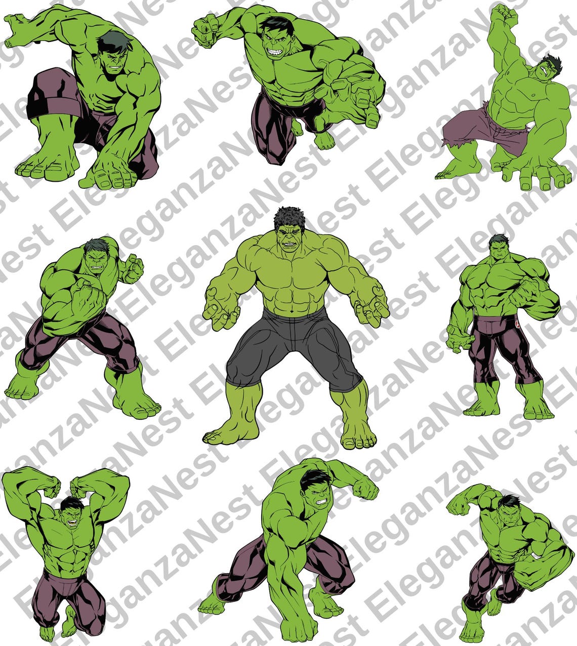 Hulk PNG Bundle, Marvel Hulk Digital Download, Hulk Clipart, Superhero ...
