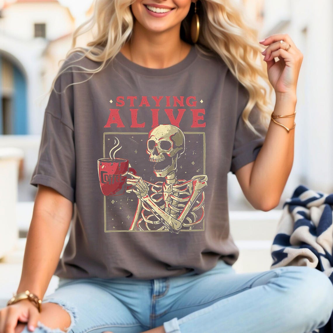 Skeleton Drinking Hot Coffee Png, Staying Alive PNG, Funny Skeleton Png ...