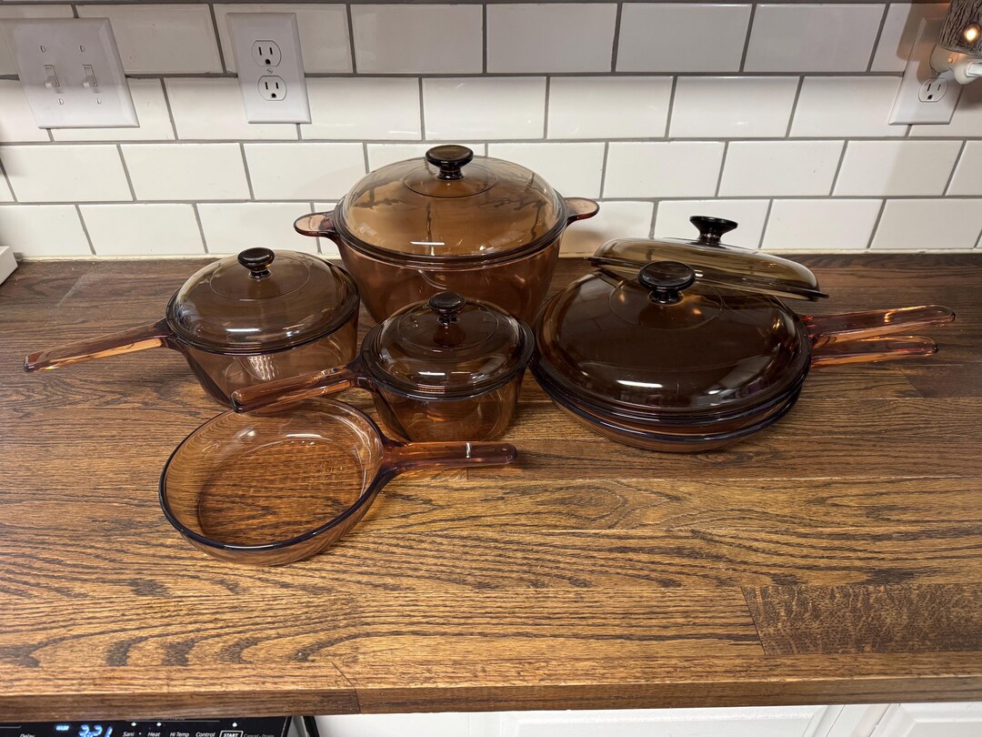 Vintage Corning Visionware Amber Cookware Pots and Pans Set of 11 - Etsy