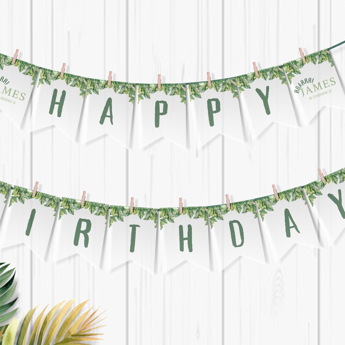 T-rex Dinosaur Birthday Banner, Kids Birthday Banner, Jungle Party ...