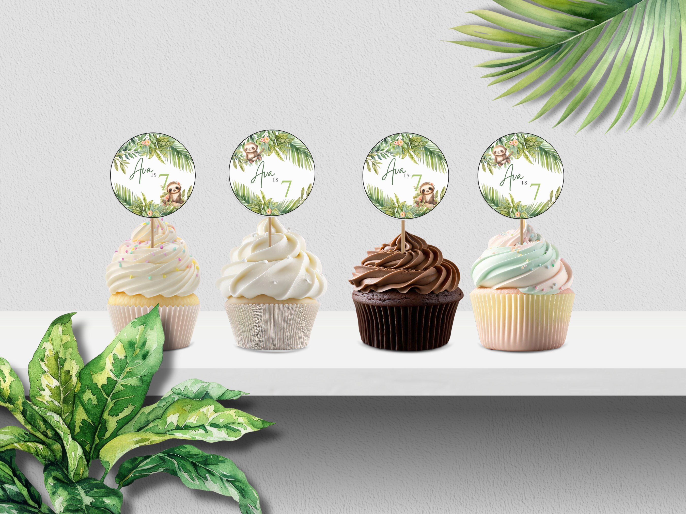 Baby Sloth Party Bundle Editable, Sloth Birthday Bundle, Jungle Party ...