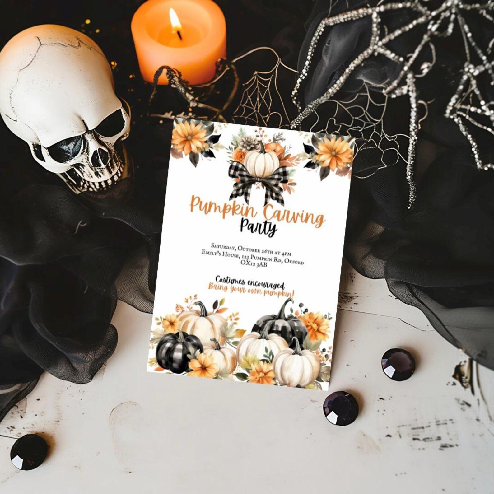 Pumpkin Carving Party Invite, Editable Halloween Invitation Template ...
